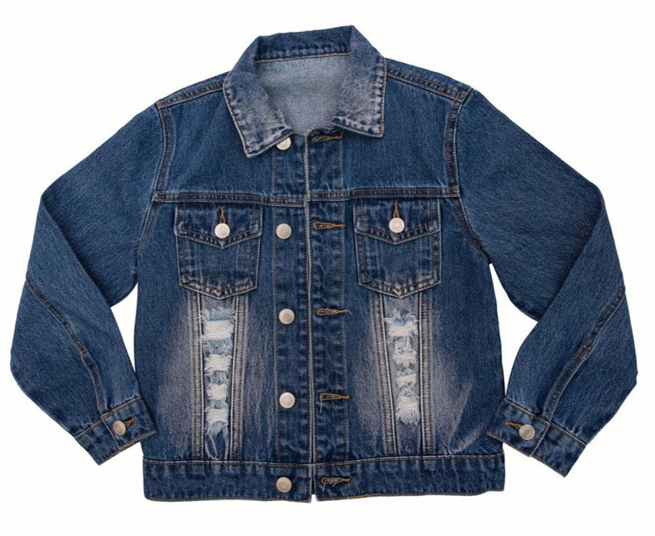 Chocolate Rainbows Embroidered Denim Jacket with Patch - Dark Stonewash ...