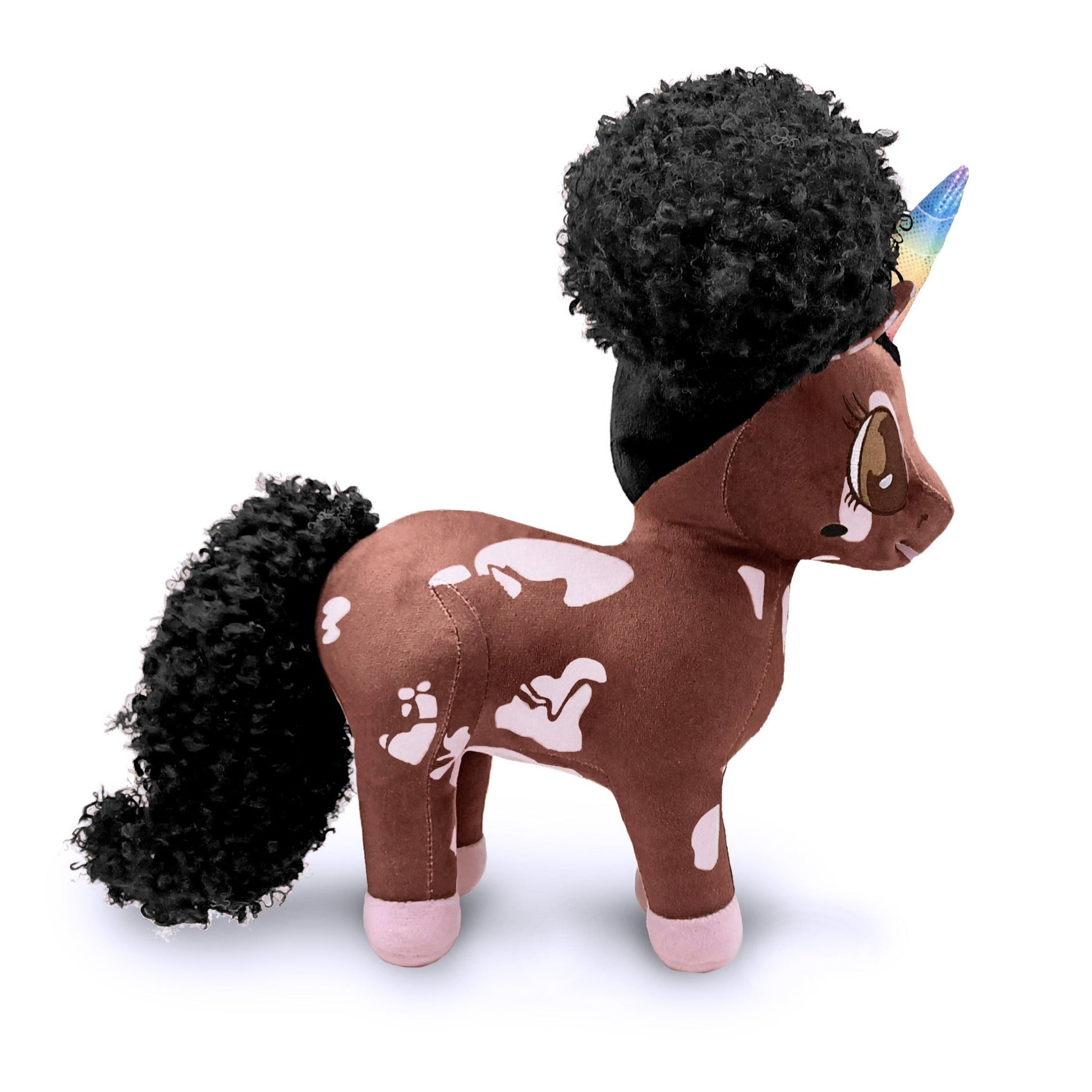 Tianca, Vitiligo Unicorn Plush Toy with Afro Puffs - 15 inch ...