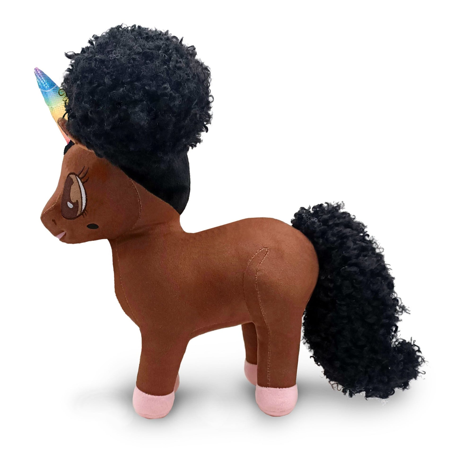Chloe, Black Unicorn Plush Toy with Afro Puffs - 15 inch | YOUnicorn Kidz